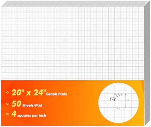 Amazon.com : Watersay 50 Sheet Large Graph Paper Pad 20" x 24" Giant ...