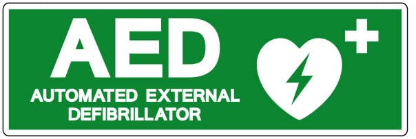 AED Automated External Defibrillator Sign, PVC Waterproof Sticker ...