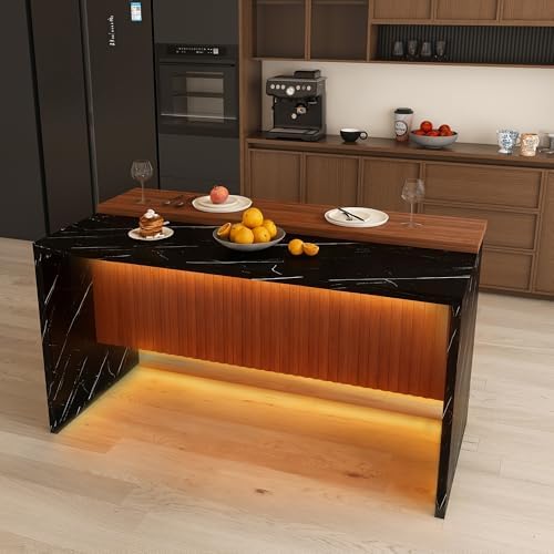 Amazon.com: Runboll 63" Large Island Table for Kitchen with Multi-Color ...
