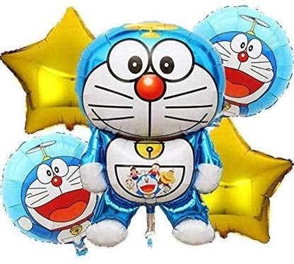 DISHOOM® Solid 5 Pcs Doremon Cartoon Aluminum Foil Balloon for Birthday ...
