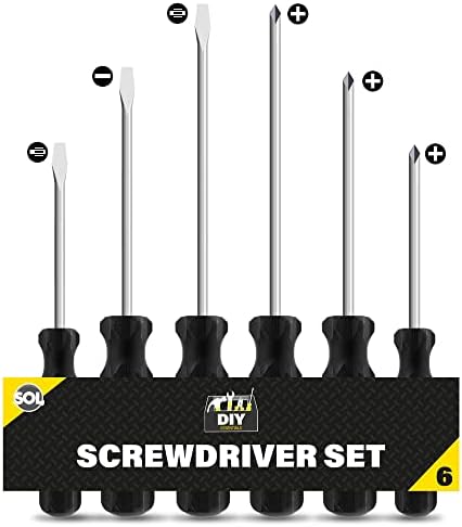 SOL 6pk Screwdriver Set - Non-Slip Grip Professional Tools with 3.4mm ...