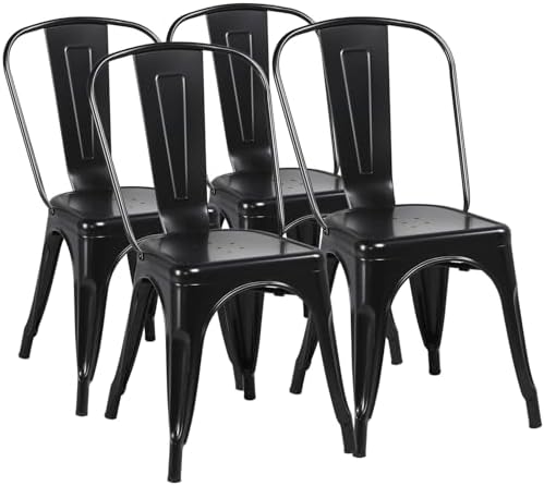 Amazon.com - Metal Dining Chairs Set of 4 Outdoor Indoor Restaurant ...