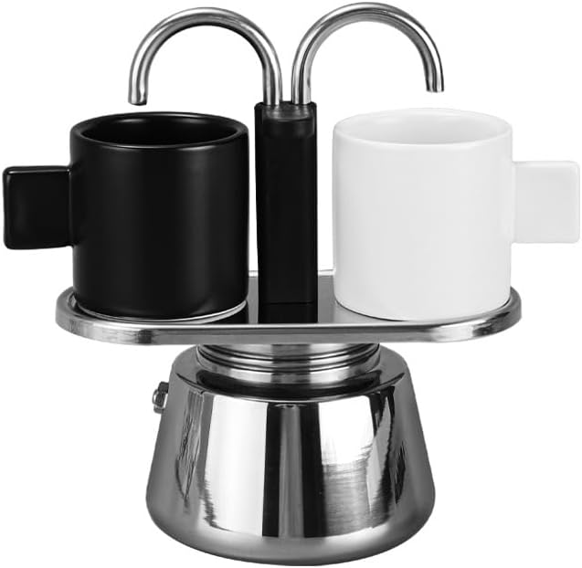 Amazon.com: VINGVO Pot, 2 Cups 100ml Mini Double Head Coffee Maker ...
