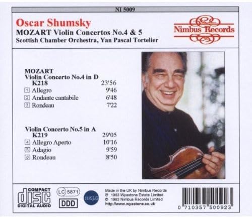 Oscar Shumsky - Mozart: Violin Concertos 4 & 5 - Amazon.com Music