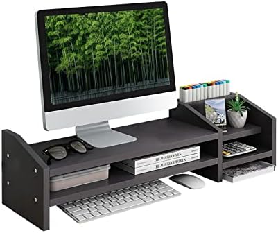 Amazon.com: Monitor Riser, 2-Tier Wooden Monitor Riser Bracket ...