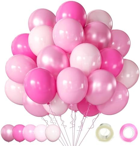 Amazon.com: Capesaro Pink Balloons,12 Inch Confetti Latex Balloons for ...