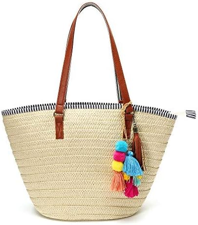 Stroh Strandtasche Große gewebte Strohtasche Handtasche Damen Gewebte ...