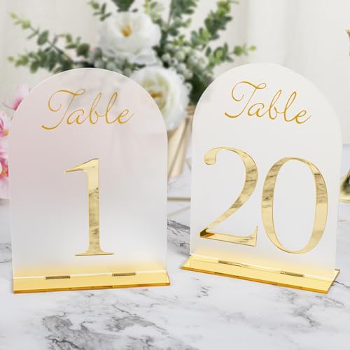 Amazon.com: UNIQOOO Gold Mirror Arch Wedding Table Numbers with Stands ...