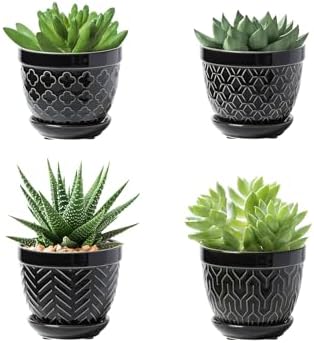 Amazon.com: Homephyte 4 + 6 Inch Ceramic Pots for Indoor-Outdoor Plants ...