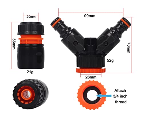 Dual Tap Connector 2 Way Tap Connector with 2 Quick Hose End Connector ...