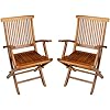 Amazon.com: TeakCraft Teak Folding Arm Chair - 2 Piece Foldable Chairs ...