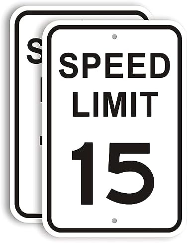 2 Pack Speed Limit 15 MPH Signs - 12"x18"Slow Down Traffic Sign - UV ...