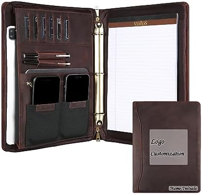 Amazon.com: GZRHKJ Genuine Leather Portfolio Binder, Personalized ...