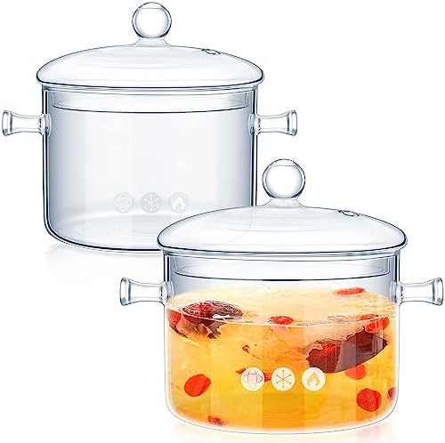 Amazon.com: Zubebe 2 Pcs Glass Pots for Cooking on Stove Set Glass ...
