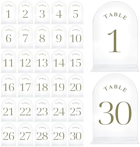 Amazon.com: Table Numbers for Wedding Reception - Transparent Acrylic ...