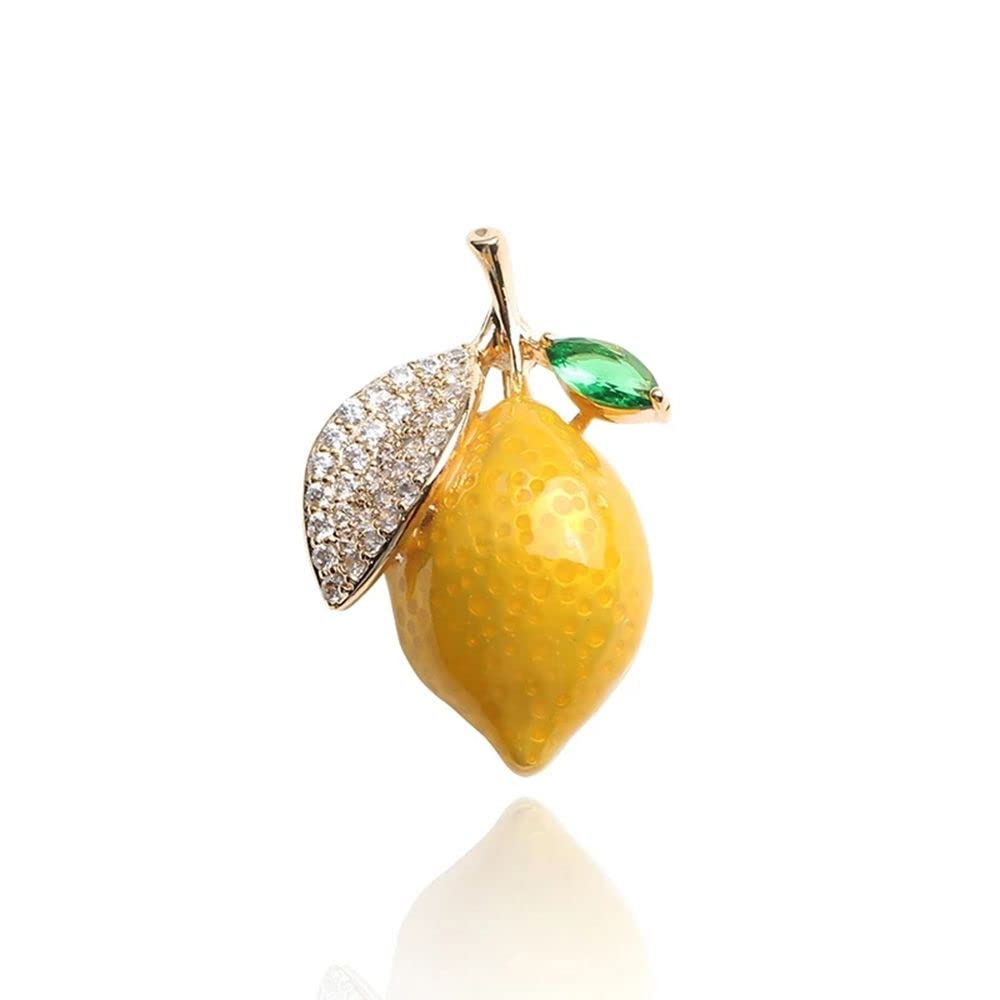Amazon.com: 3D Enamel Lemon Lapel Pin Brooch Badge with Crystal ...