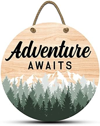 Amazon.com : The Adventure Begins Wooden Hanging Sign,Woodland Nursery ...