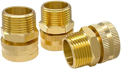 Amazon.com : Hourleey Garden Hose Adapter, 3/4 Inch Solid Brass Hose ...