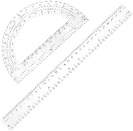 Amazon.com : 2 Pack Clear Ruler and Protractor for School, Plastic 12 ...