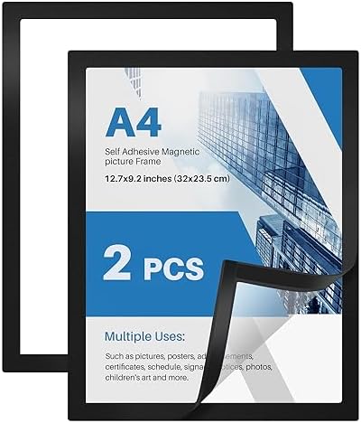 WenYa A4 Self Adhesive Magnetic Picture Frame, a4 Black Magnetic ...