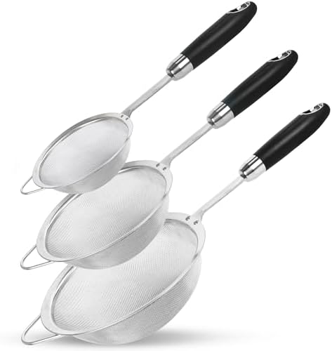 Amazon.com: Stainless Steel Fine Mesh Strainer Set – 18/10 Strainer for ...