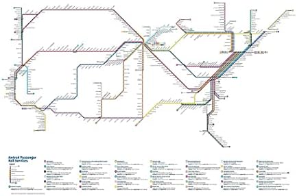 Amazon.com: True Home U.S. Rail Network as a Subway Map Poster - Canvas ...