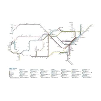 Amazon.com: U.S. Rail Network as a Subway Map Poster - Canvas - Amtrak ...
