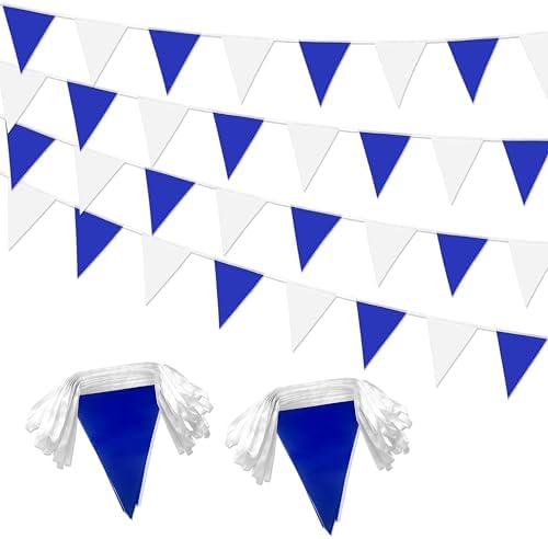 Amazon.com: LoveVC 100 Feet Blue White Pennant Banner Flags String ...