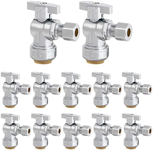 JUWO 12-Pack 1/2" x 3/8" OD Compression Angle Stop Valve, Sink Shut Off ...