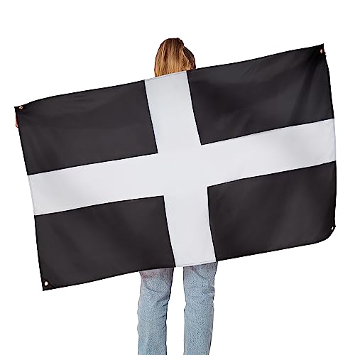 Runesol Cornwall Flag, 91x152cm, 3ft x 5ft, Cornish Flag, 4 Grommets ...