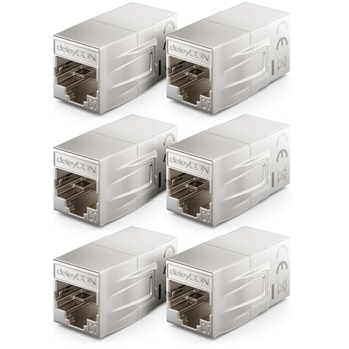 deleyCON CAT 7 Kupplung Verbinder Adapter Metall Patchkabel LAN DSL ...