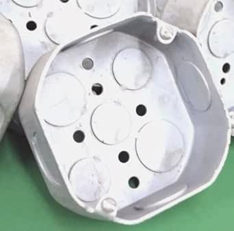4" Round Octagon Electrical Box, 1.5 in. Deep, (2) 1/2 inch and (6) 3/4 ...