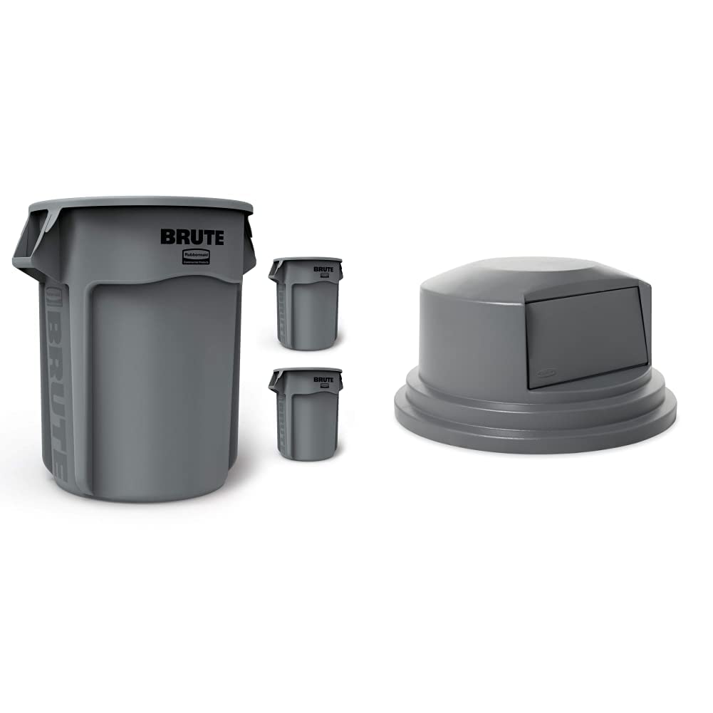 Rubbermaid Commercial BRUTE Heavy-Duty Trash/Garbage Can and Dome Lid ...