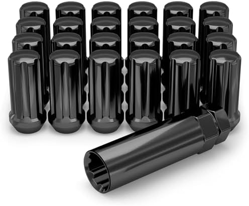 White Knight M14x1.50 (Black Chrome) Duplex 7 Spline Lug Nuts with Key ...