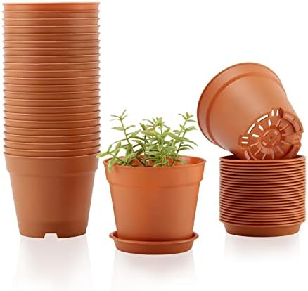 Warmplus 10cm Small Plant Pots, 24 Pack Plastic Herb Pot with Drainage ...