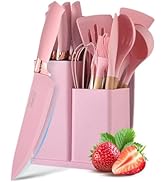 Amazon.com: Kitchen Knife Set with Block, Retrosohoo Pink 19PC Silicone ...