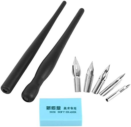 Hillento Comic Dip Pen Set, 5 Wooden Pen Handler Artist Cartoon Pen Set ...