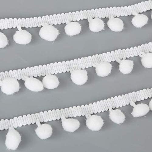 Veer White Pom Pom Lace, Mini Bobble Ball Fringe Braid Lace Trimming ...