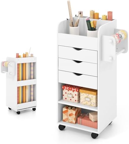 Amazon.com: Giantex Craft Storage Cart - Utility Organizer Cart with 3 ...