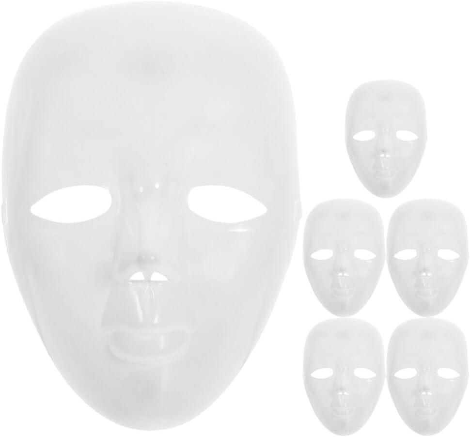 Amazon.com: DEARMAMY DIY Full Face Masks, 6pcs Paintable Paper Mask ...