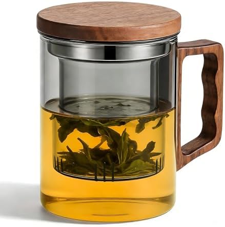 Amazon.com: HFceram Glass Tea Cup with Infuser and Lid, 13.5 oz/400 ml ...