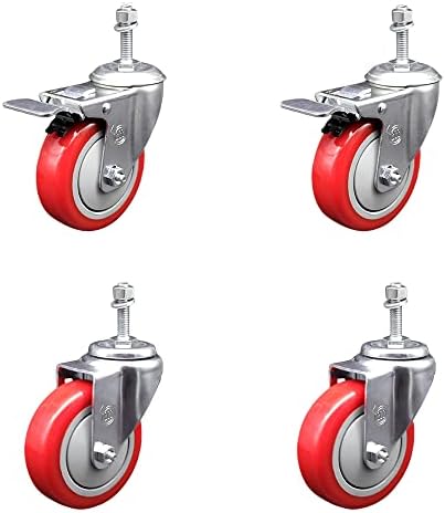 Amazon.com: Polyurethane Swivel Threaded Stem Caster Set of 4 w/4" x 1. ...