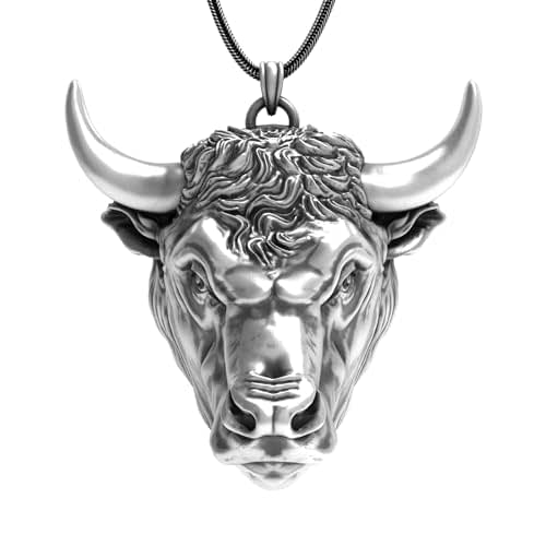 Amazon.com: Stunning 925 Sterling Silver Bull Head Necklace, Exquisite ...
