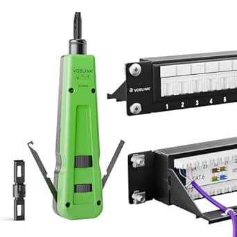 Amazon.com: VCELINK 24 Port Cat6 Patch Panel with Dust Cover and Punch Down Tool with 110 and 66 ...