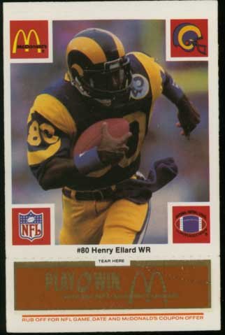 Henry Ellard "Los Angeles Rams" McDonald's NFL Play & Win 1986 Football ...