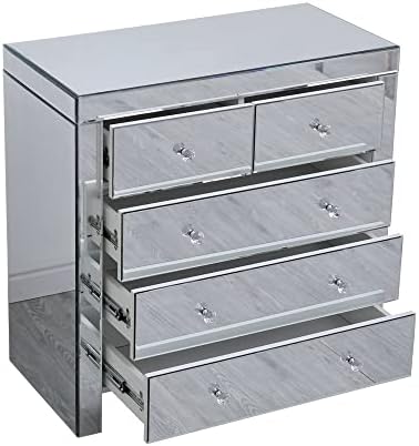 Kingwudo® Mirrored Glass Chest of 4 Drawers with Crystal Handles ...