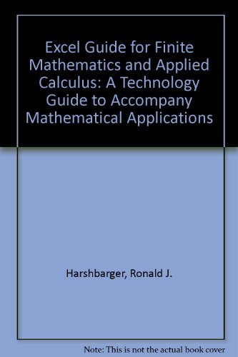 Amazon | Excel Guide for Finite Mathematics and Applied Calculus: A ...