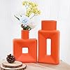 Amazon.com: Hanaomaoyi Orange Ceramic Square Vase Set of 2, Big Donut ...