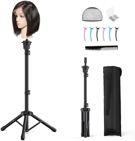 Amazon.com: FUTAI Wig Stand Tripod for Hairdresser Practice Style ...