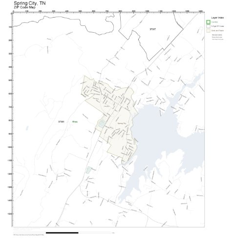 Amazon.com : ZIP Code Wall Map of Spring City, TN ZIP Code Map Not ...